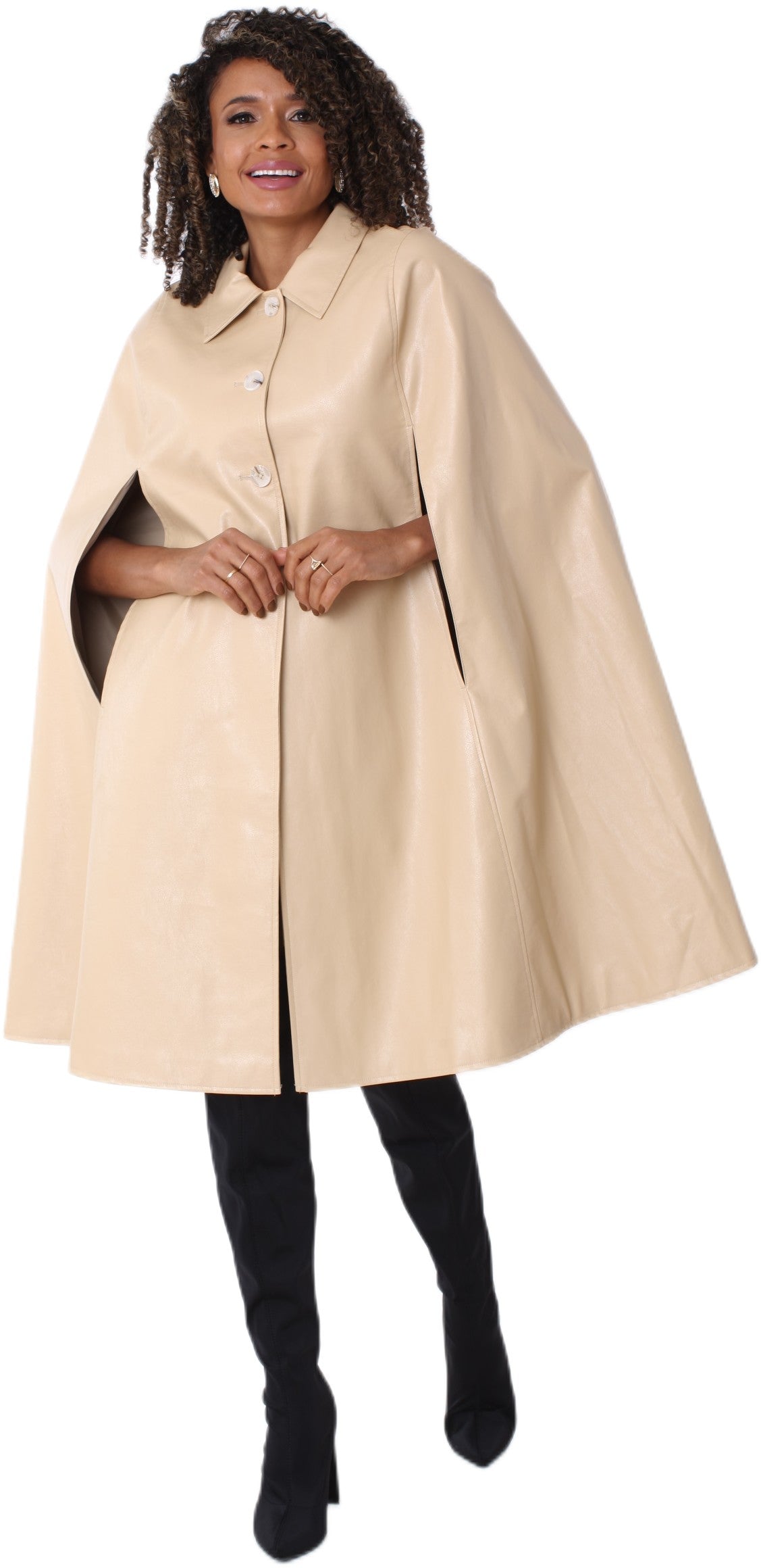 Leather Cape Coat -82048 – FOR HER NYC OFFICIAL